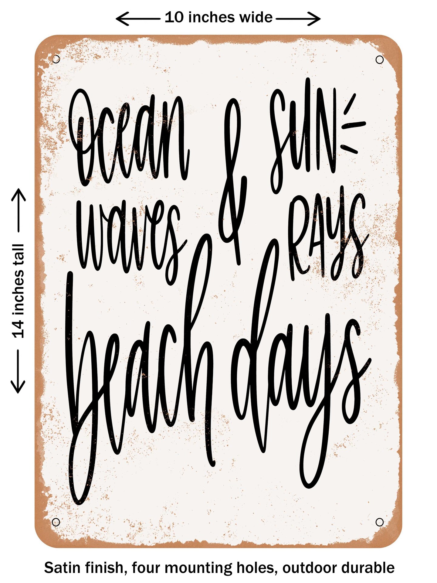 DECORATIVE METAL SIGN - Ocean Waves Sun Rays Beach Days - Vintage Rusty ...