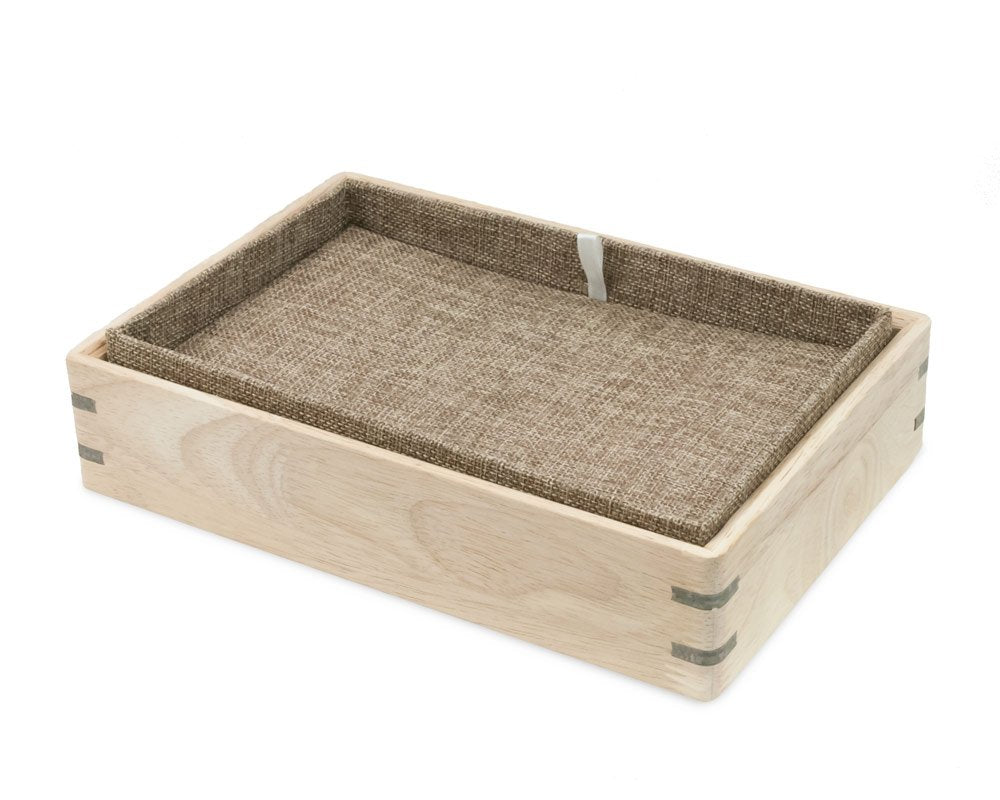 JewelrySupply Stackable Wood and Burlap Display Pad with Tray | Michaels