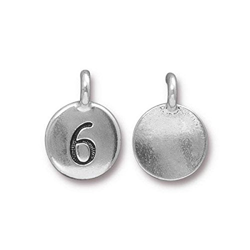 TierraCast 11mm Antique Silver Plated Number 6 Charm | Michaels