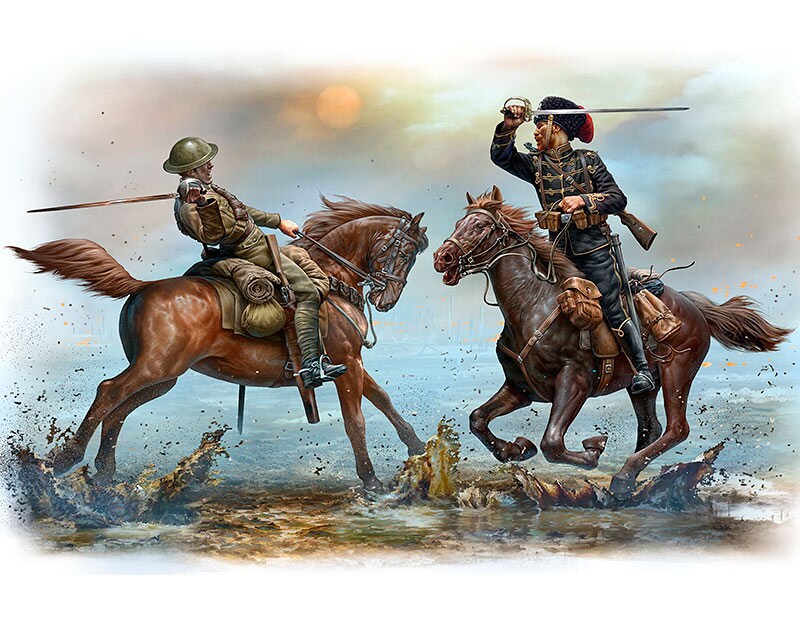 Master Box LTD 1/35 M WWI British & German Fighting Cavalrymen Plastic ...