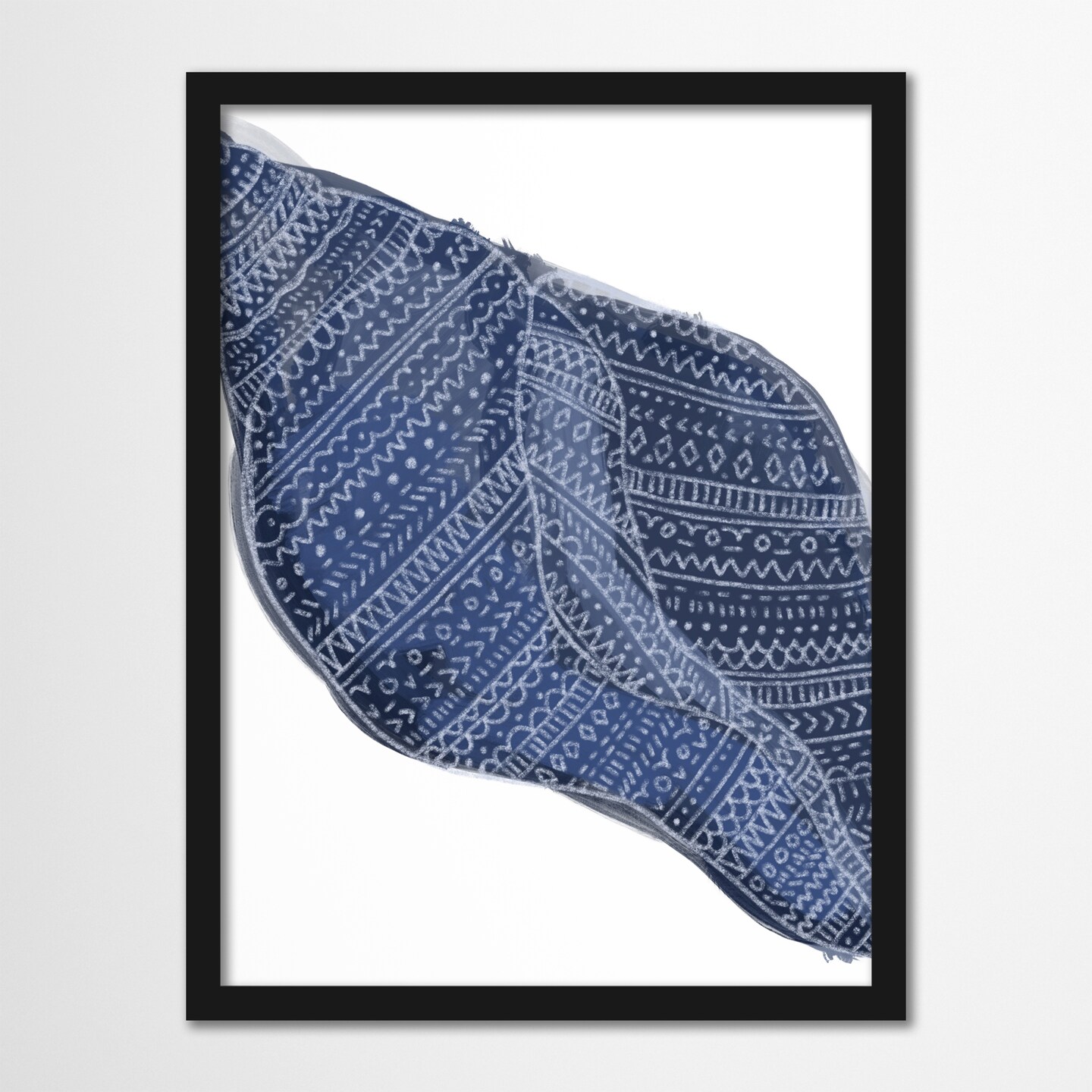 Navy Blue Tribal Shell Art by Jetty Printables Framed Print ...