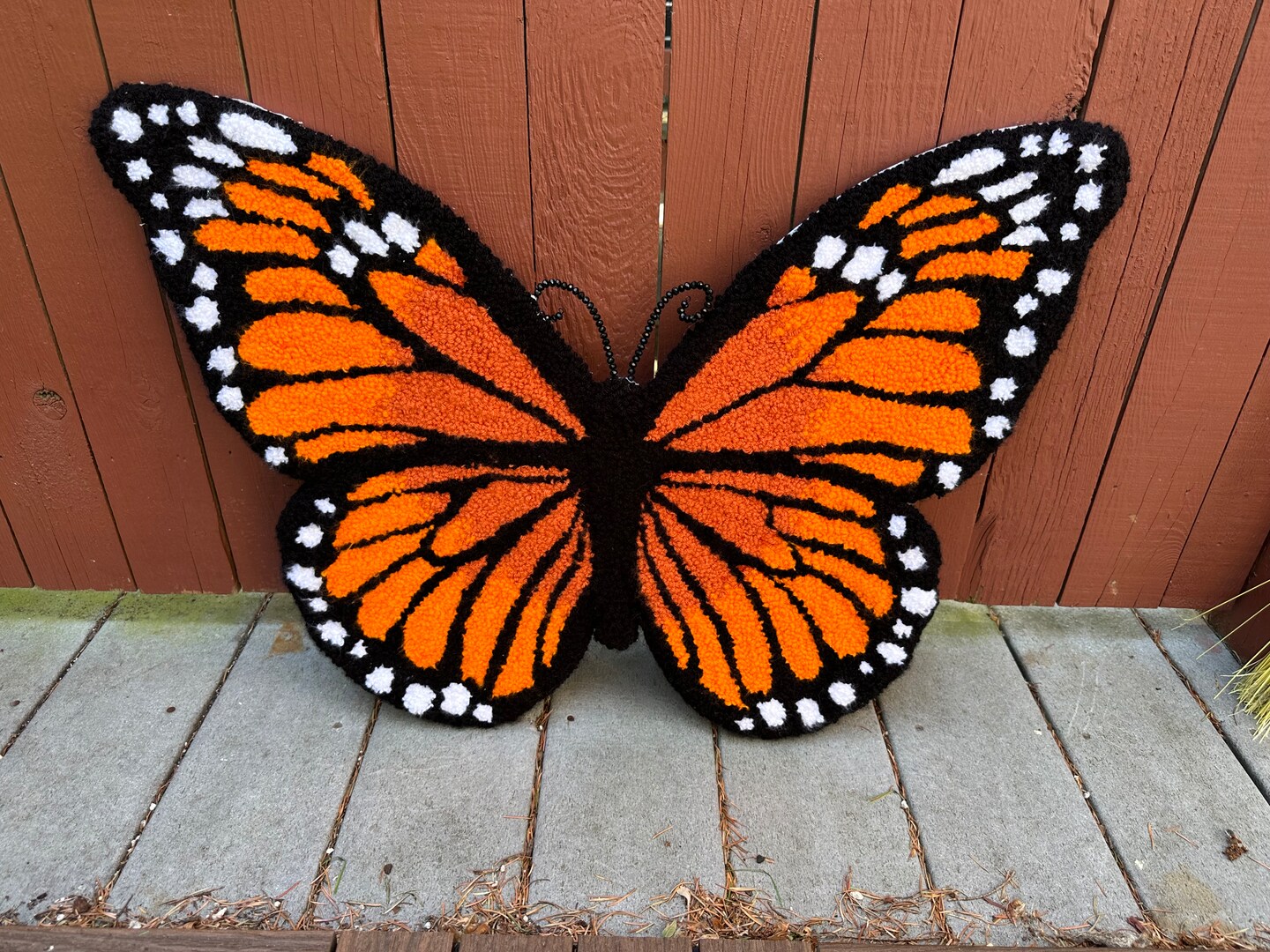 Hand Tufted Punch Needle Monarch Butterfly Wall Hanging | MakerPlace by ...