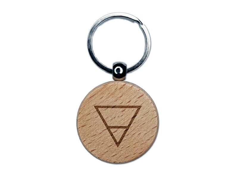 Triangle Witch Symbol Earth Wicca Element Engraved Wood Round Keychain ...