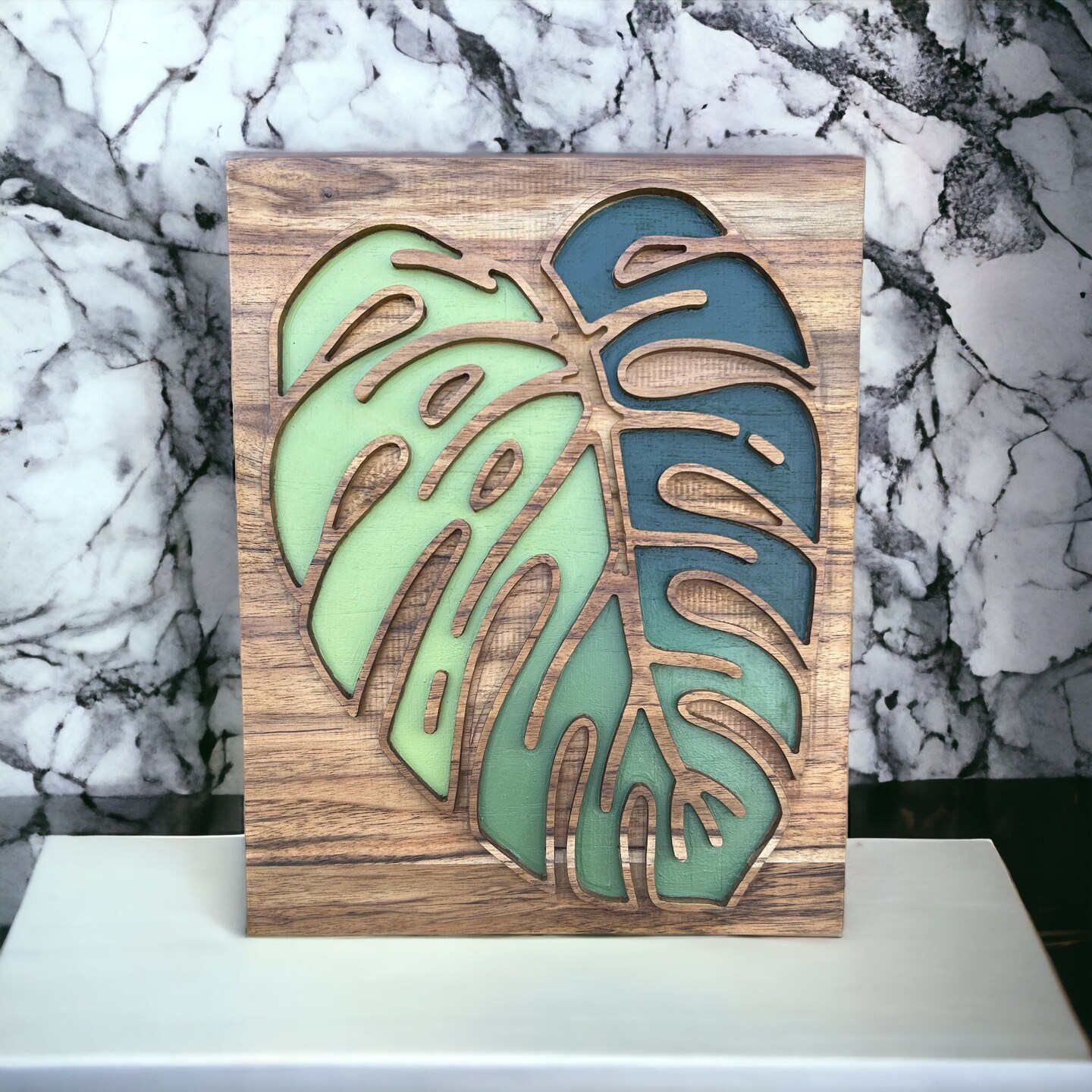 Wooden Hand-Painted Monstera Wall Art, Monstera Wall Hanging, Plant ...