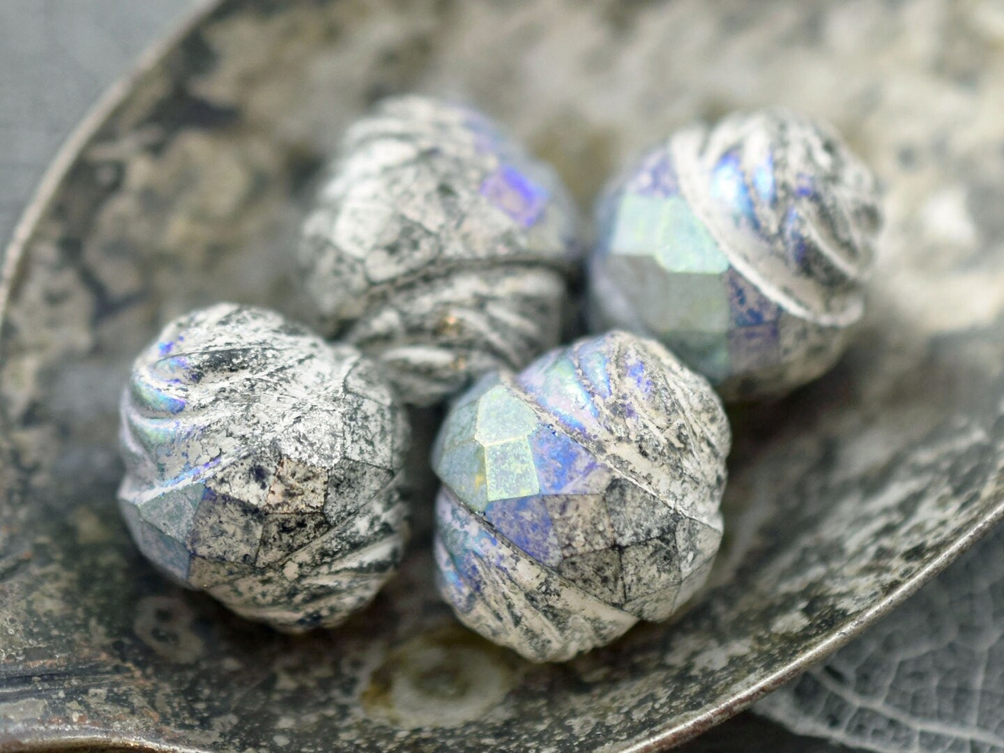 *4* 13x15mm Antique Silver AB Turbine Beads | Michaels