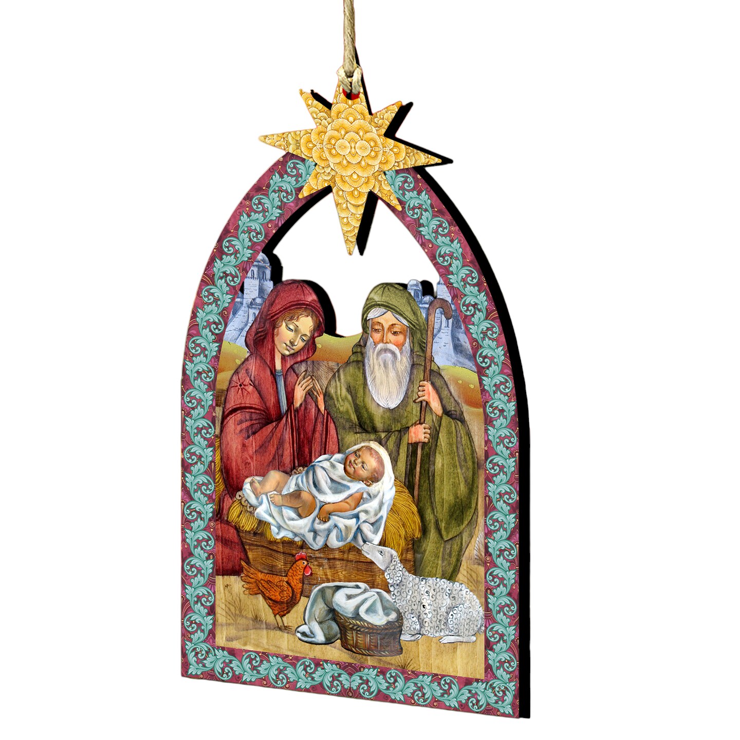 Designocracy Set of 2 Birth Holy Cradle with Star Wooden Christmas ...