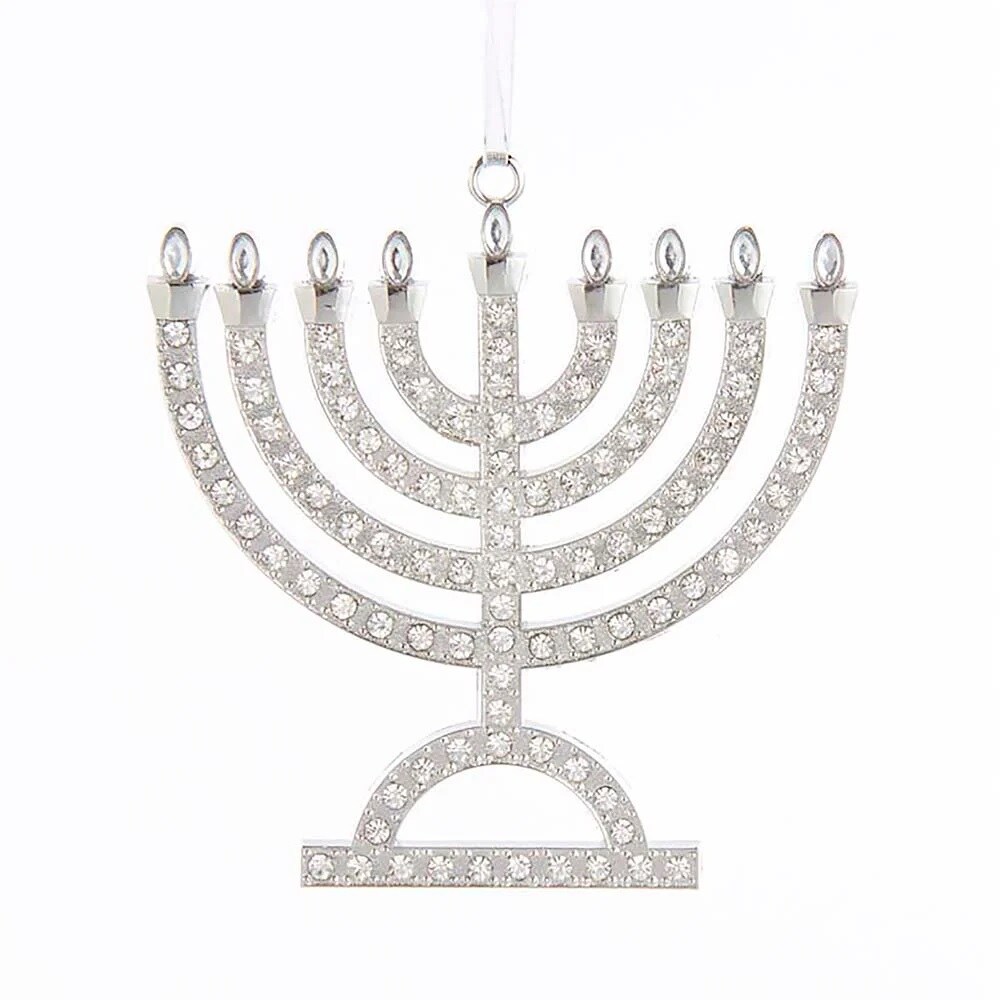 KSA Pack of 6 Silver and Clear Menorah Christmas Ornaments 3.25" | Michaels