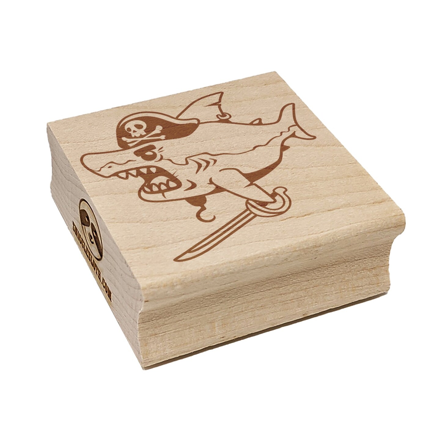 Pirate Shark with Hook and Sword Square Rubber Stamp for Stamping ...