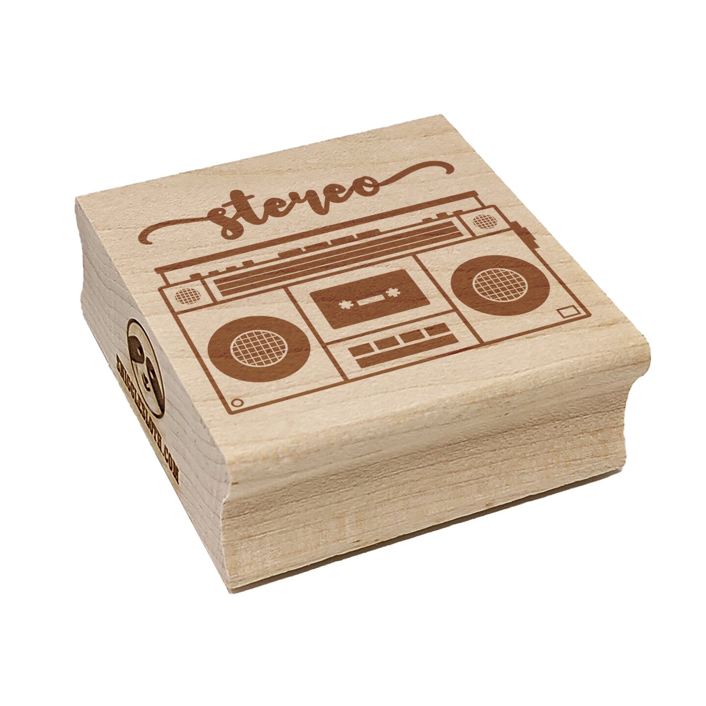 Retro Radio Stereo Cassette Player Boombox Square Rubber Stamp for ...
