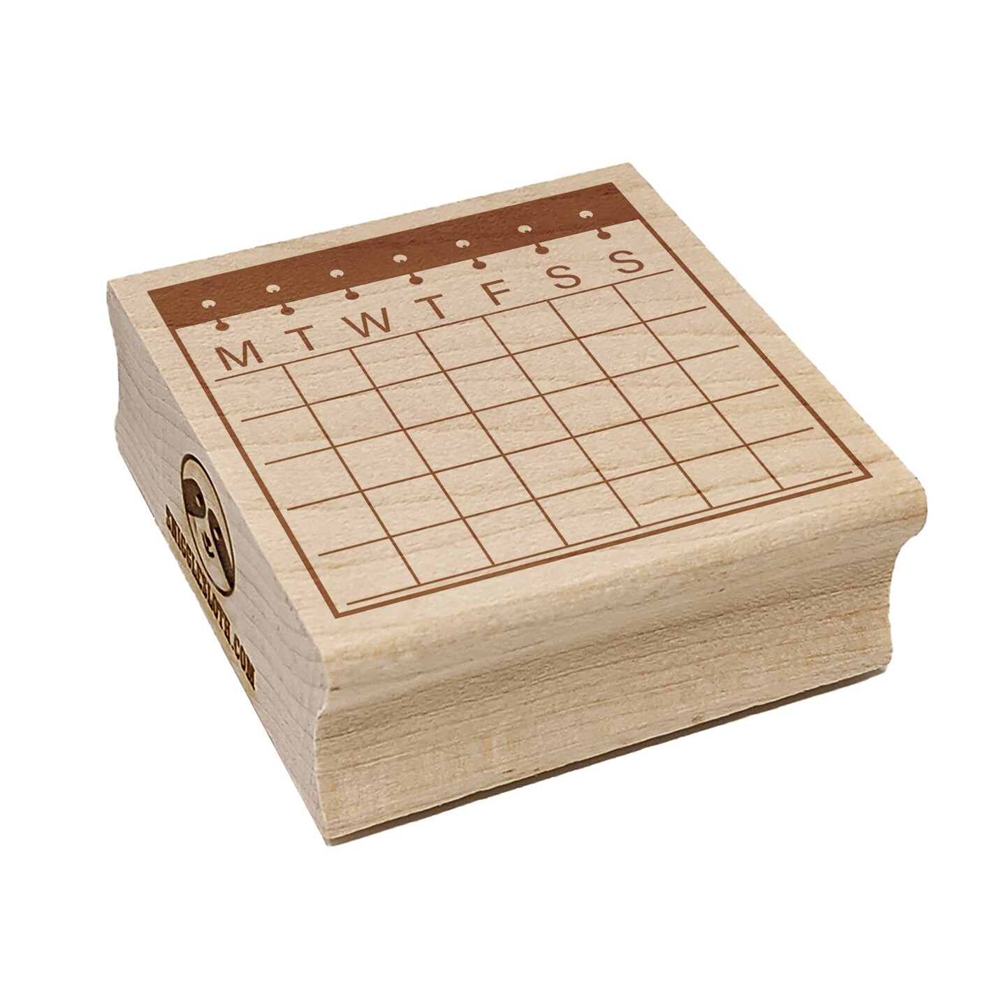Blank Calendar with Notebook Rings Monday Start Square Rubber Stamp for ...