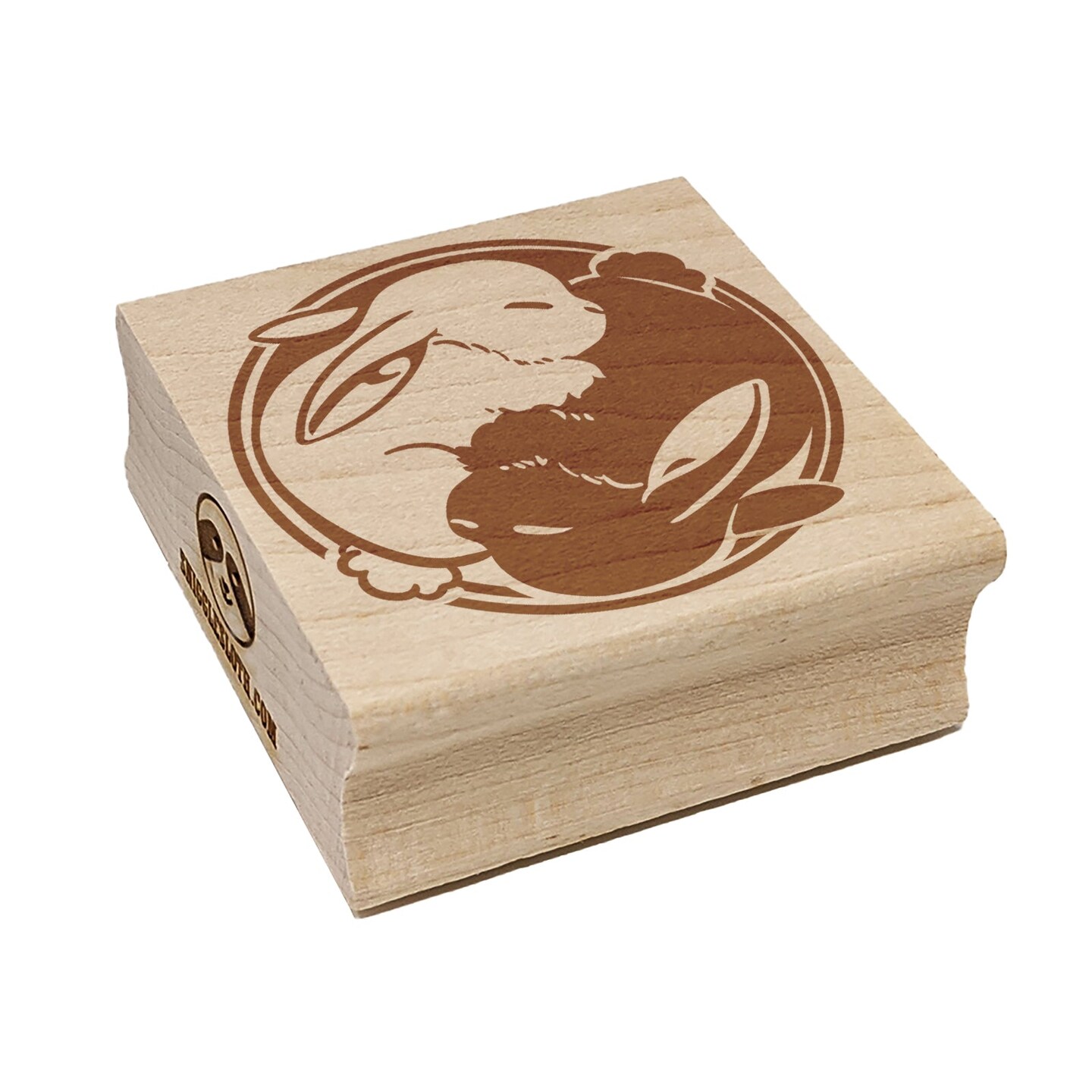 Yin Yang Sleeping Bunny Rabbits Square Rubber Stamp for Stamping ...