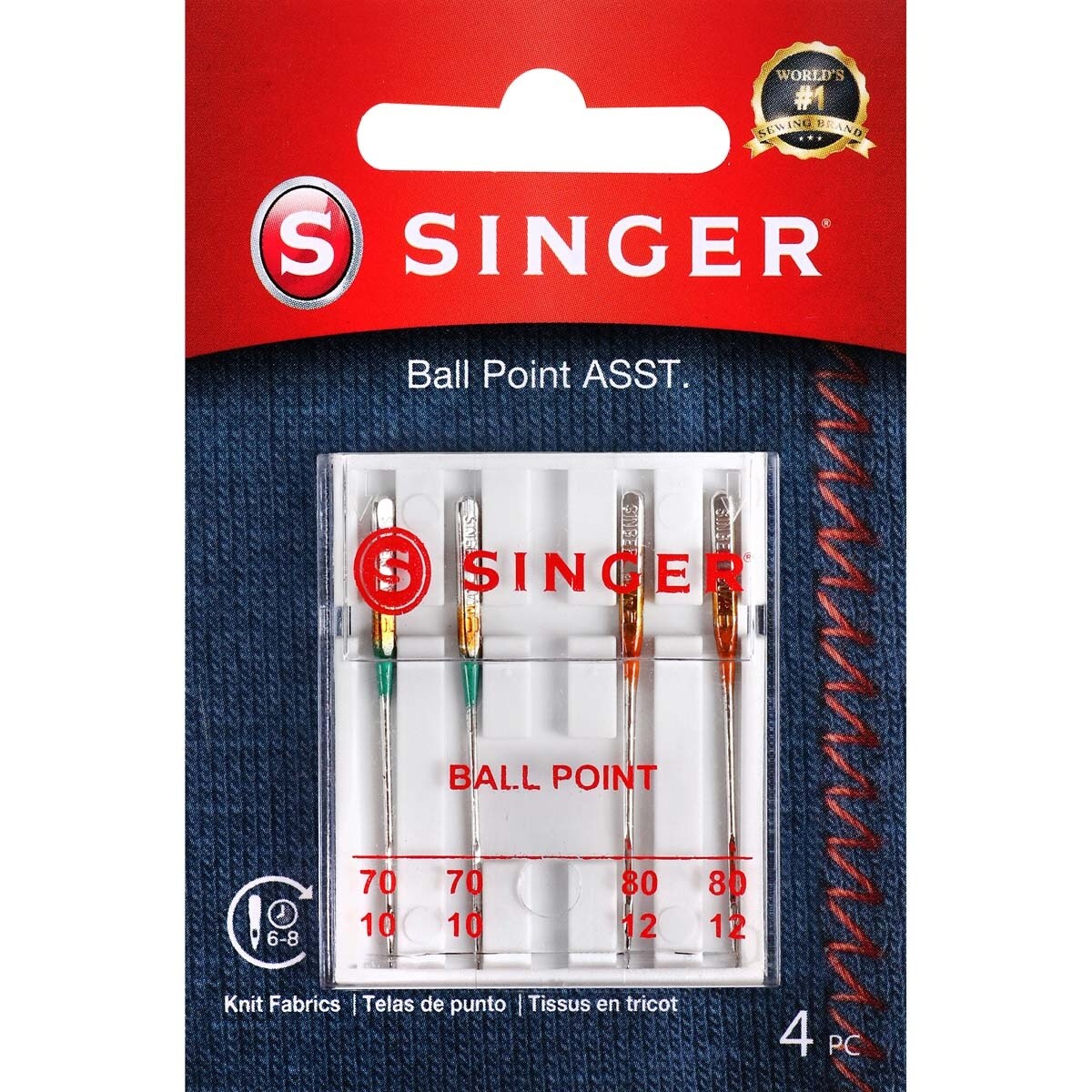 SINGER Universal Ball Point Machine Needles-Sizes 9/70 (2) & 11/80 (2 ...