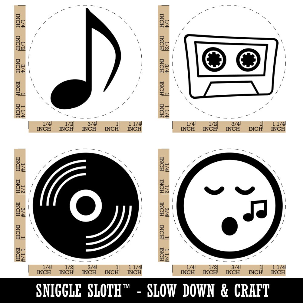 Music Lover Vinyl Record Cassette Tape Singing Note Rubber Stamp Set ...