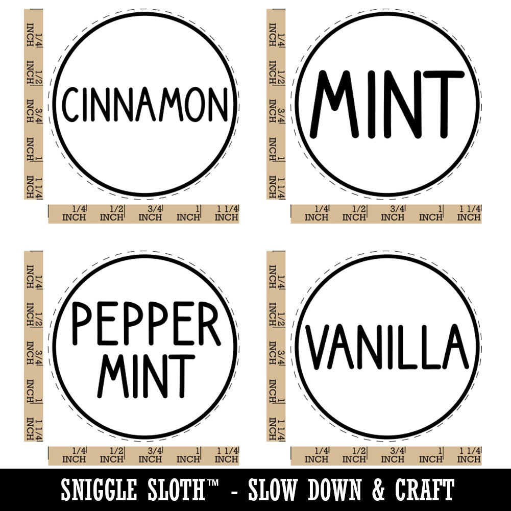 Flavor Scent Labels Vanilla Cinnamon Mint Peppermint Rubber Stamp Set ...