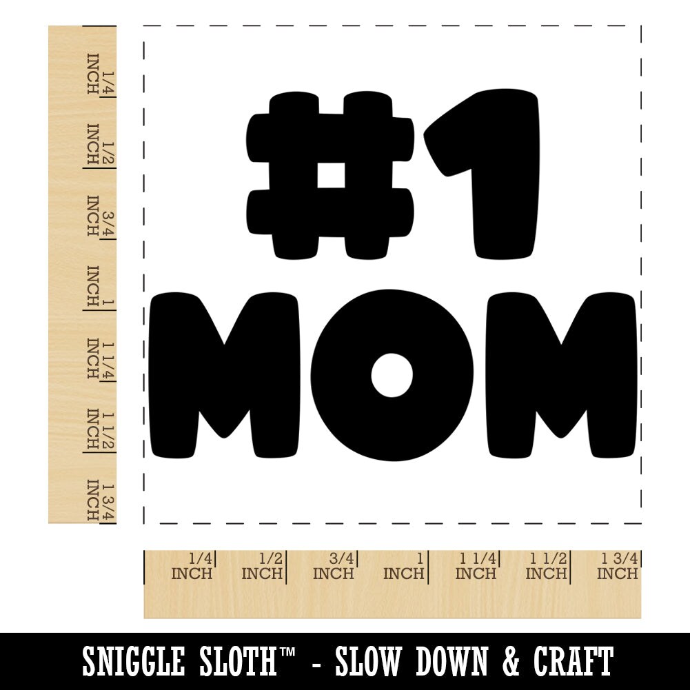 #1 Mom Number One Mother's Day Square Rubber Stamp for Stamping ...