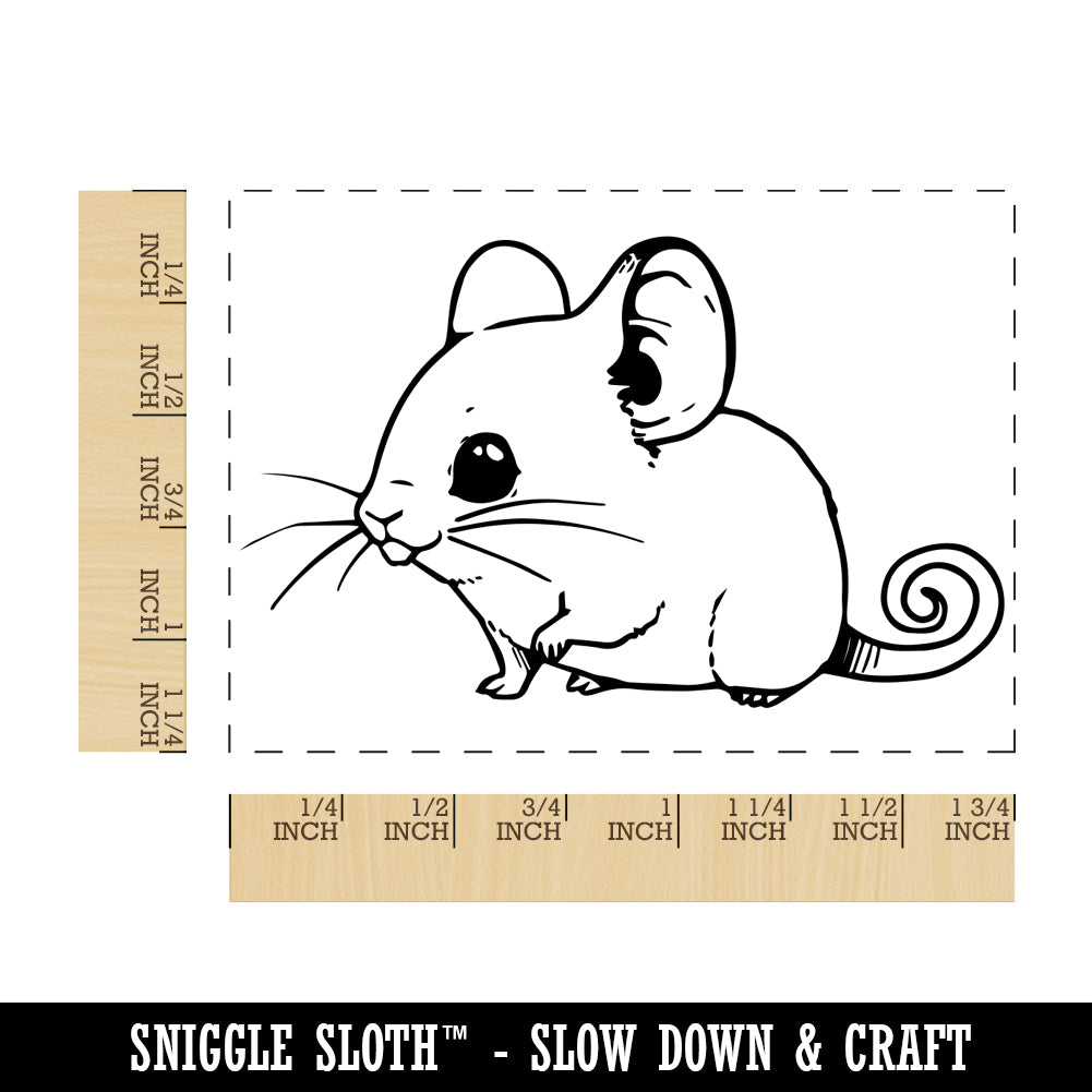 Field Mouse Rodent with Curled Tail Rectangle Rubber Stamp for Stamping ...