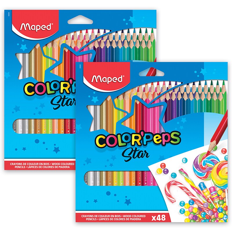 Color'peps Triangular Colored Pencils, Assorted Colors, 48 Per Pack, 2 ...