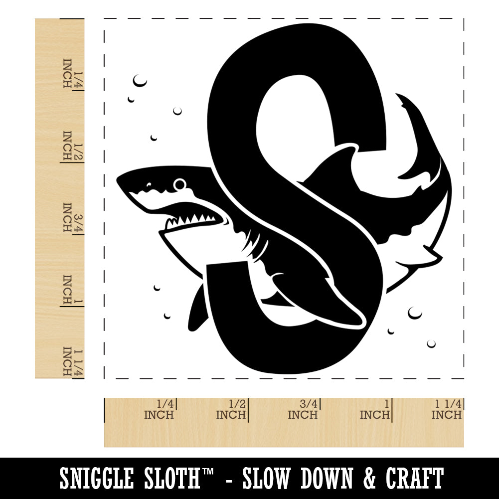 Animal Alphabet Letter S for Shark Square Rubber Stamp for Stamping ...