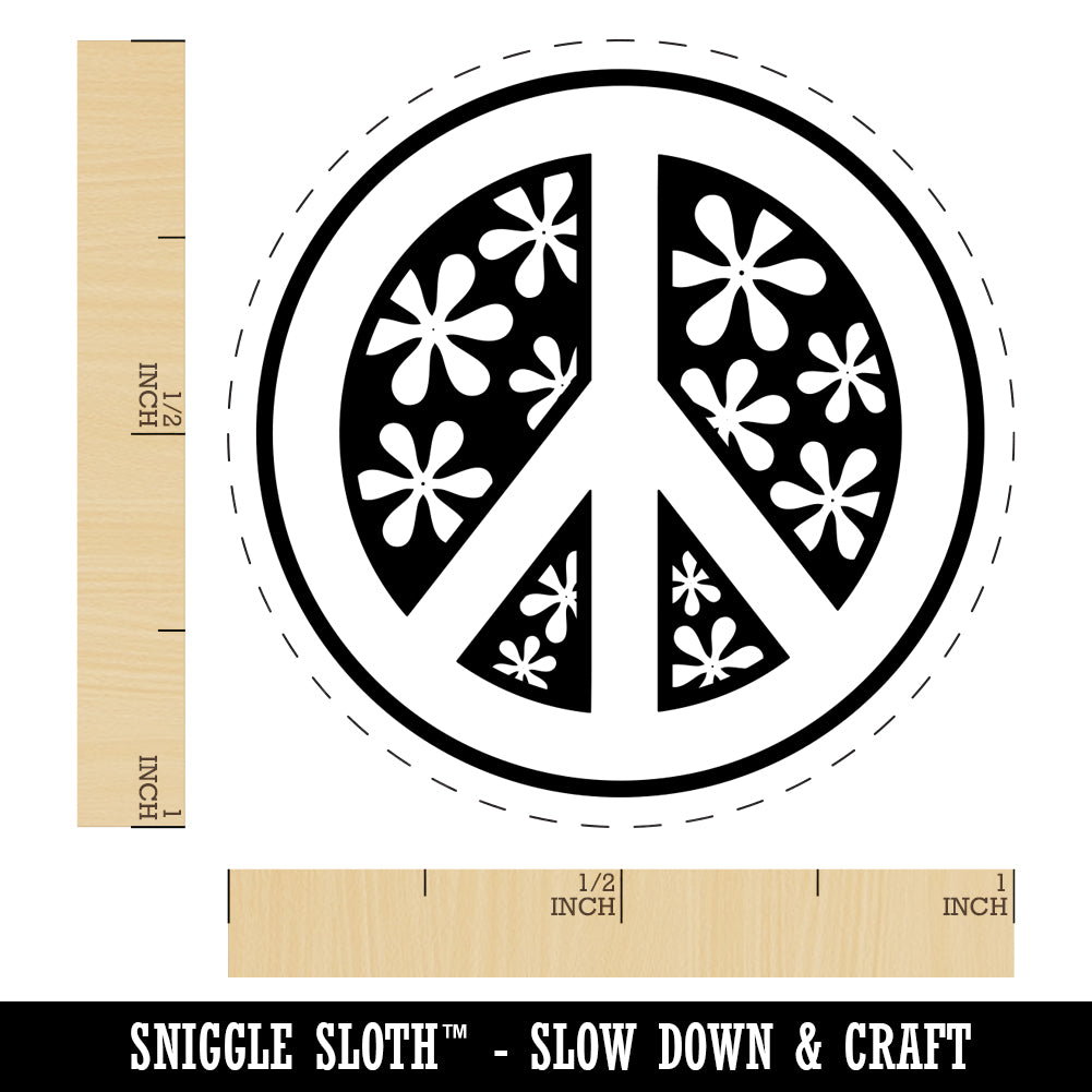 Peace Sign With Flowers Rubber Stamp for Stamping Crafting Planners ...
