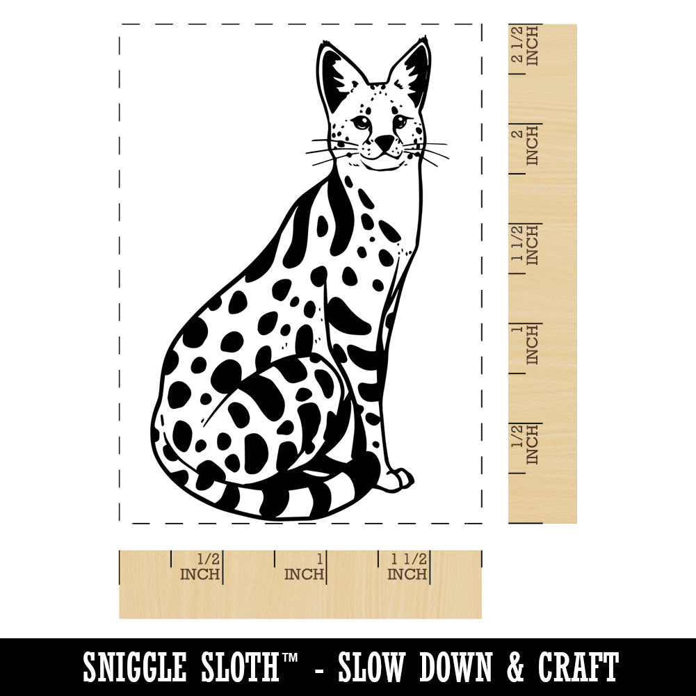 Serval Spotted Wild Cat Rectangle Rubber Stamp for Stamping Crafting ...