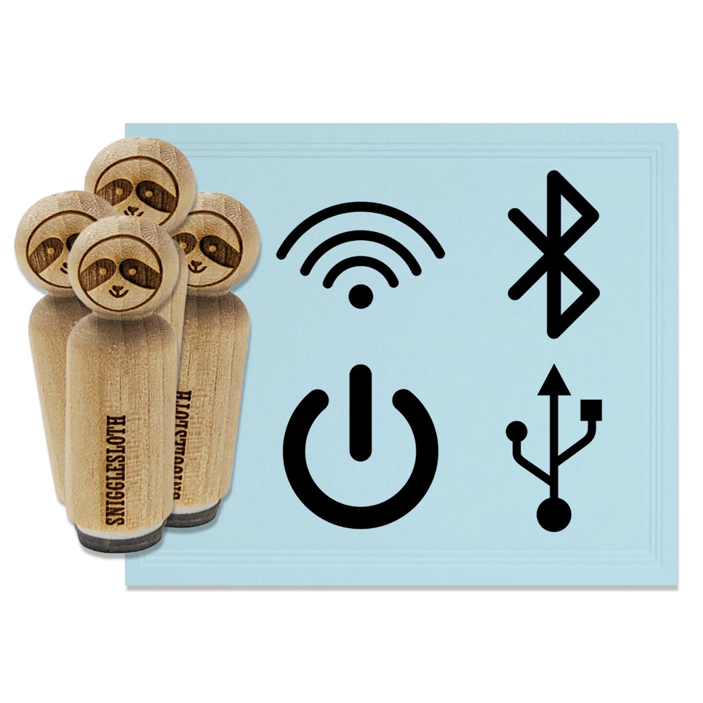 Electronics Computer Symbols USB Bluetooth Wifi Power Rubber Stamp Set ...