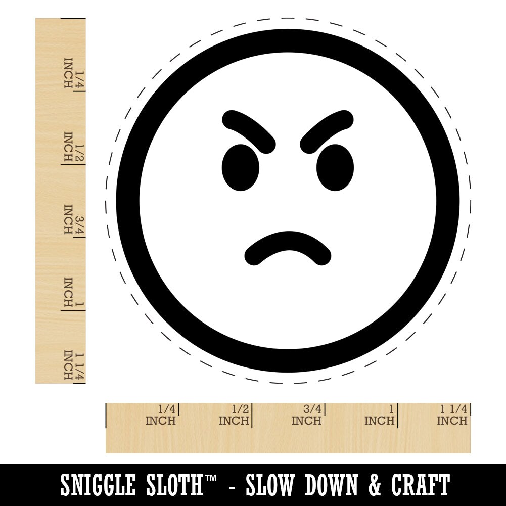 Angry Mad Face Emoticon Rubber Stamp for Stamping Crafting Planners ...