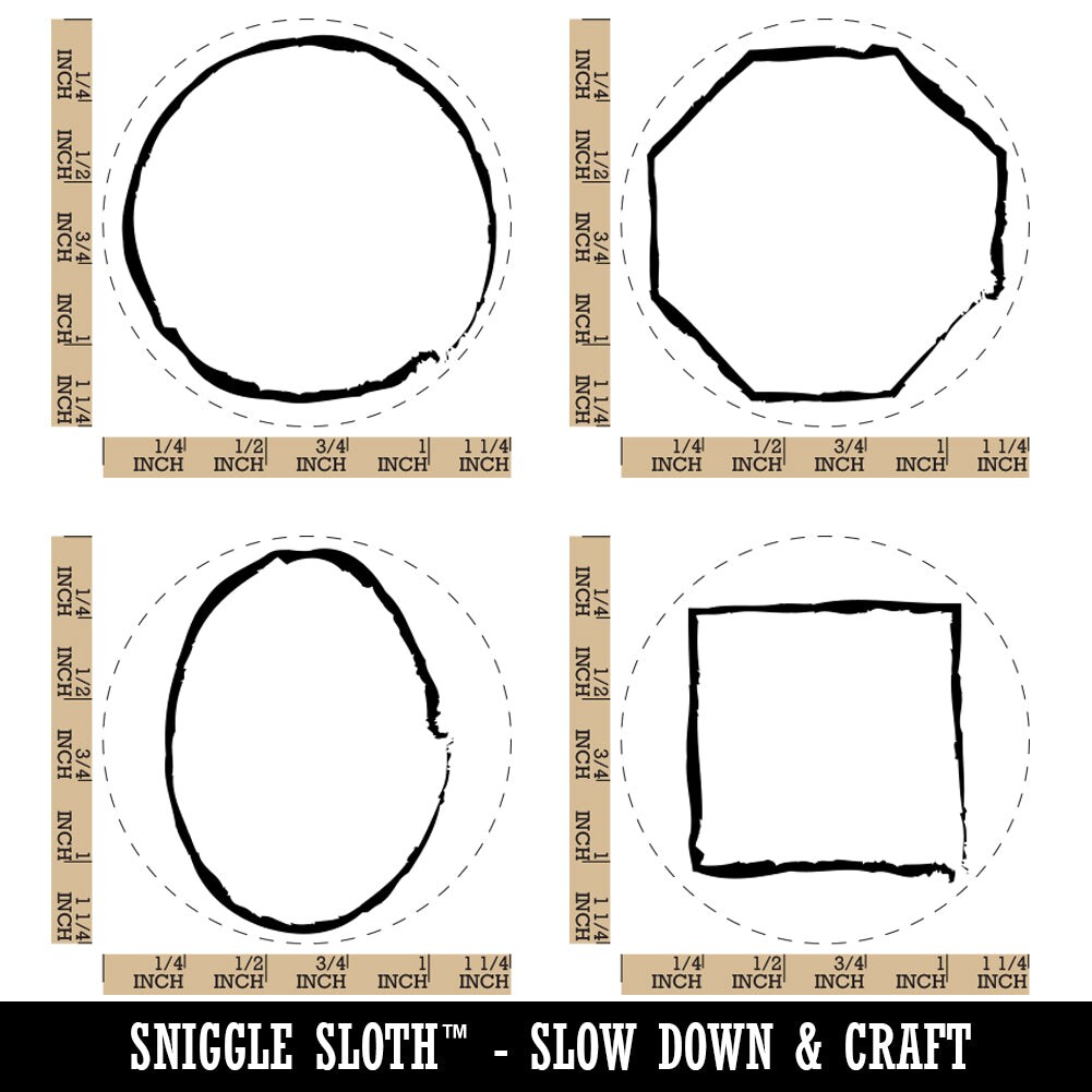 Sketchy Shapes Outlines Circle Square Oval Octagon Rubber Stamp Set for ...