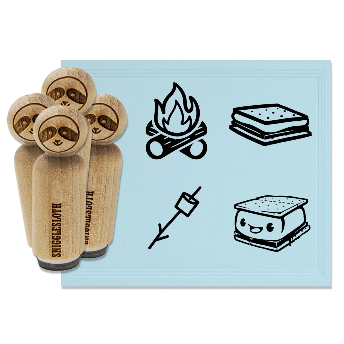 Campfire S'mores Marshmallow Camping Treats Rubber Stamp Set for ...