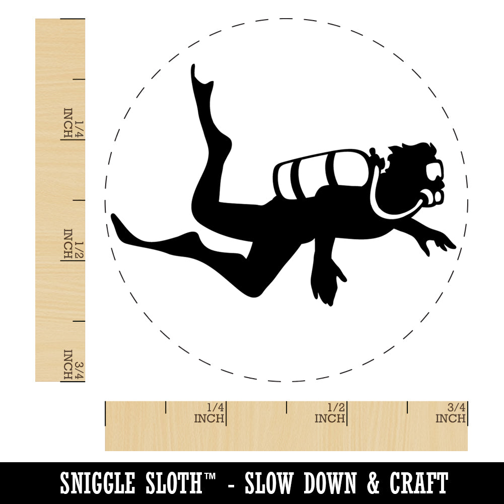 Scuba Diver Diving Swimming in the Ocean Underwater Rubber Stamp for ...