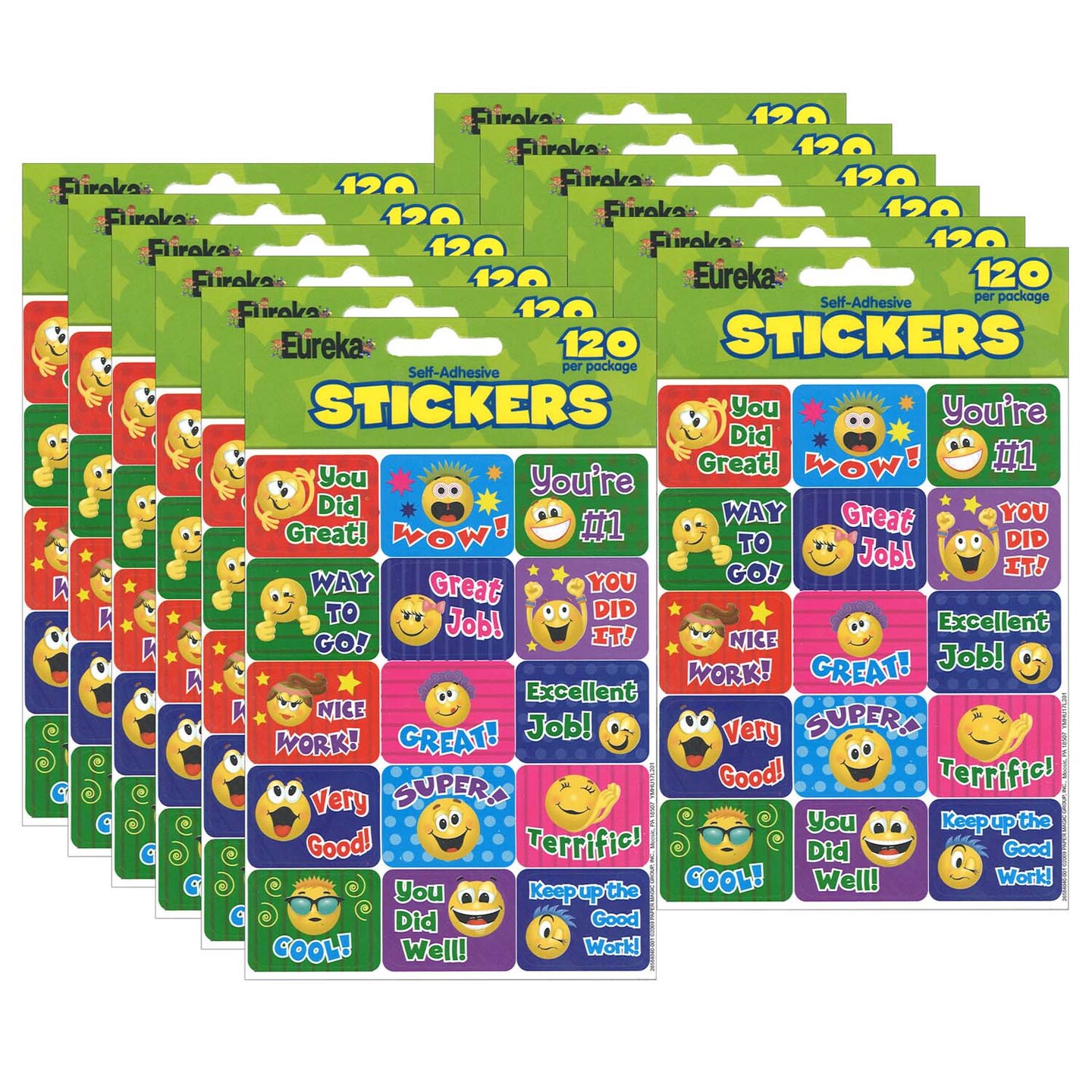 Emoticons Success Stickers, 120 Per Pack, 12 Packs | Michaels
