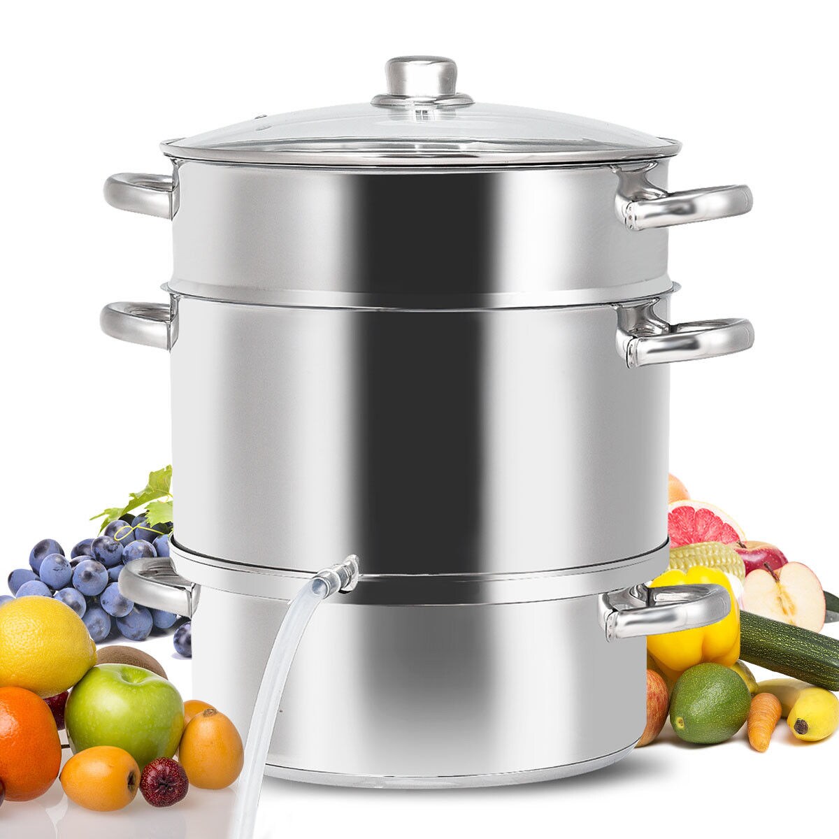 Gymax 11-Quart Stainless Steel Fruit Juicer Steamer Stove Top w ...
