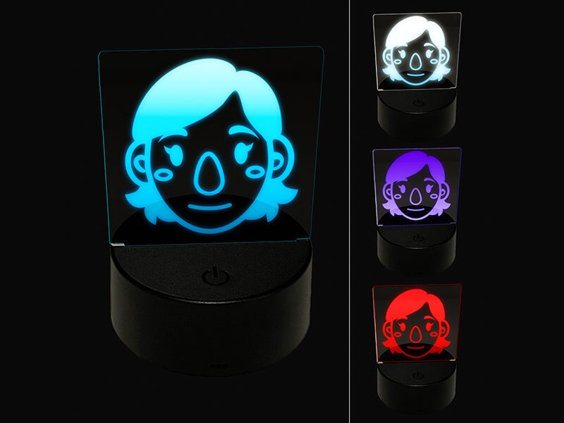 Human Female Character Face 3D Illusion LED Night Light Sign Nightstand ...