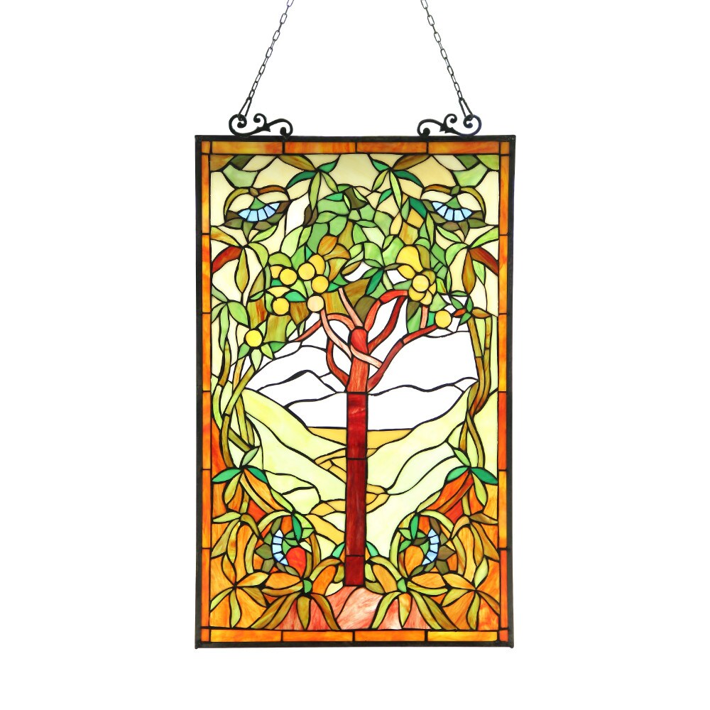 CHLOE Lighting 32 Inches Tree Design Tiffany Style Glass Window Panel ...