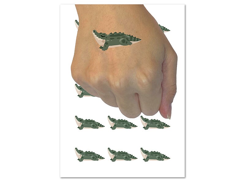 Basking Crocodile Alligator Temporary Tattoo Water Resistant Fake Body Art Set Collection (1 ...