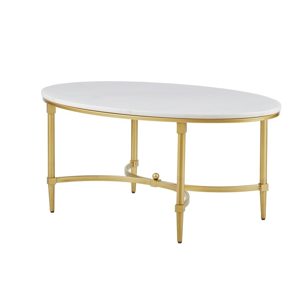 Gracie Mills Marlee Sophisticated Marble Coffee Table With Gold Legs ...