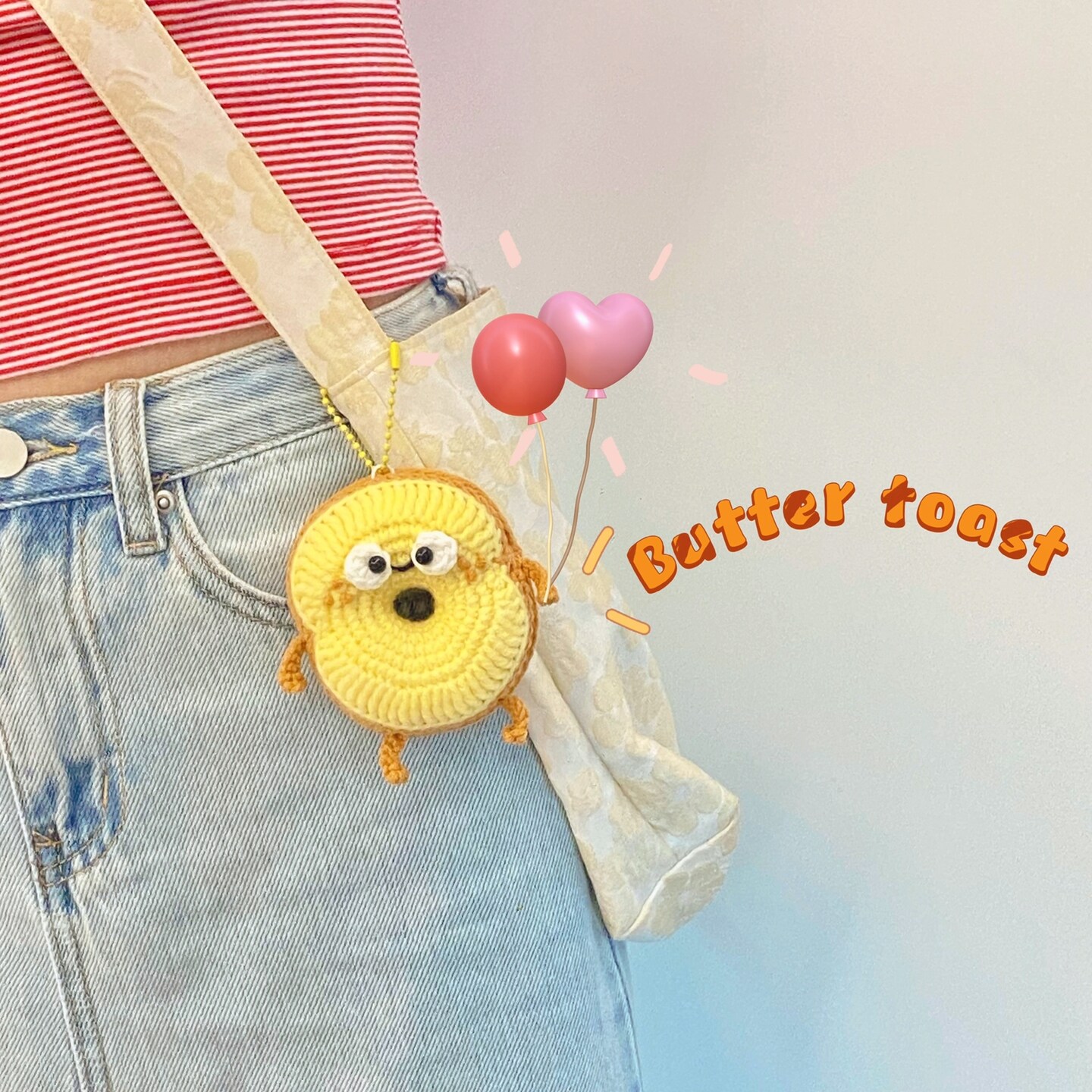 Cute crochet toast, crochet food for car accessories, amigurumi butter ...