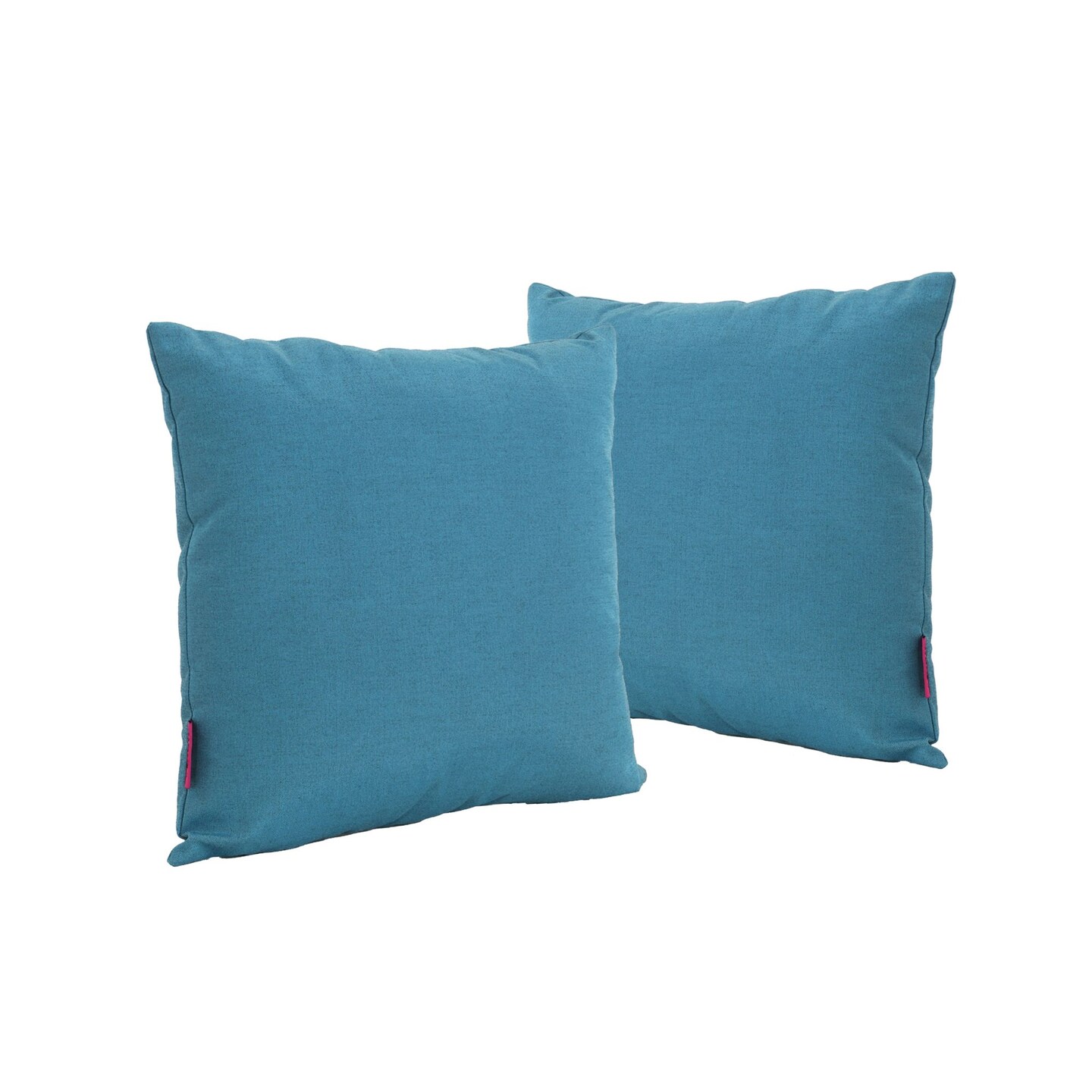 Contemporary Home Living Set of 2 Teal Blue Solid Square Throw Pillows ...