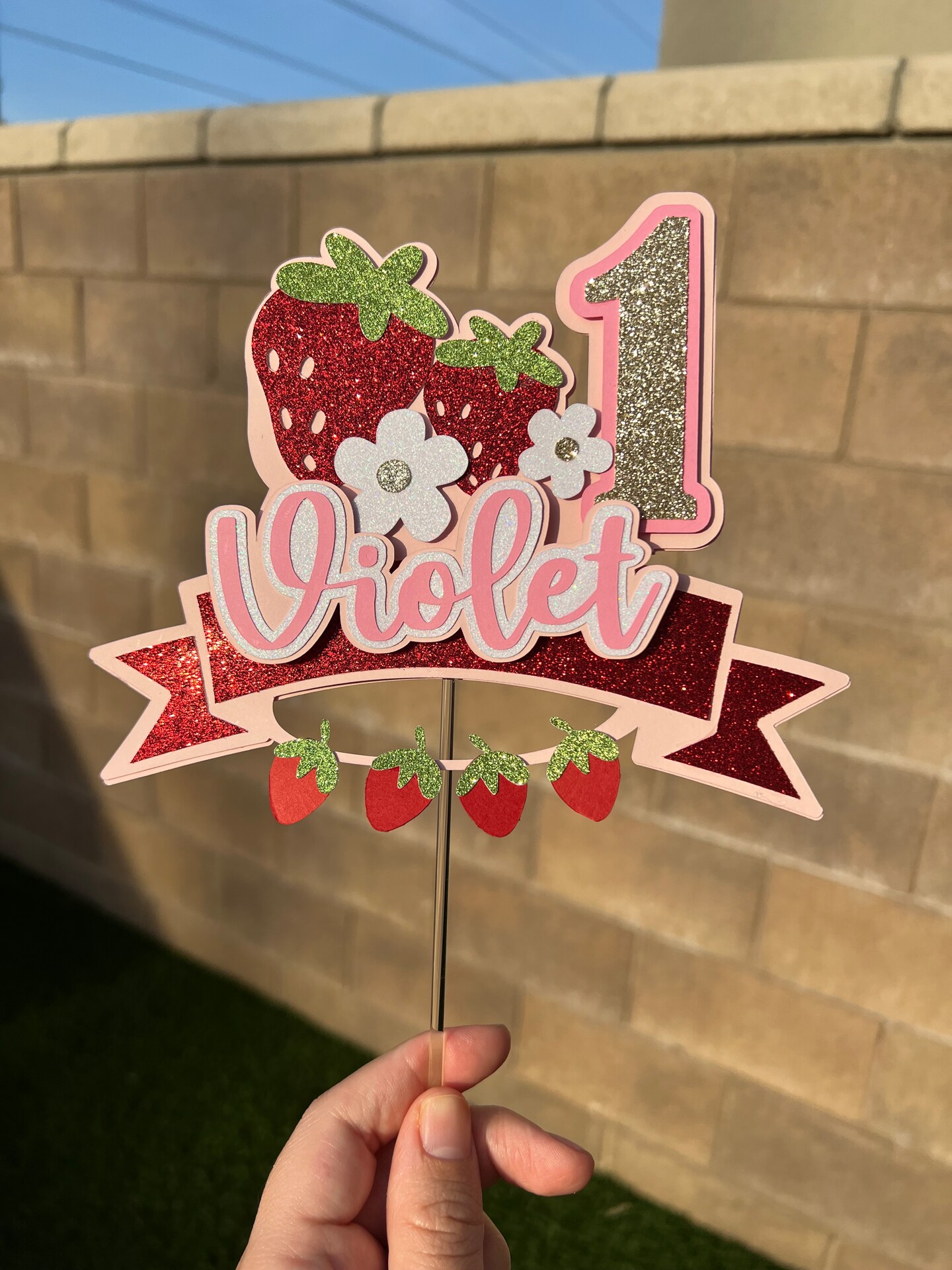 Strawberry Berry First Birthday Cake Topper | MakerPlace by Michaels