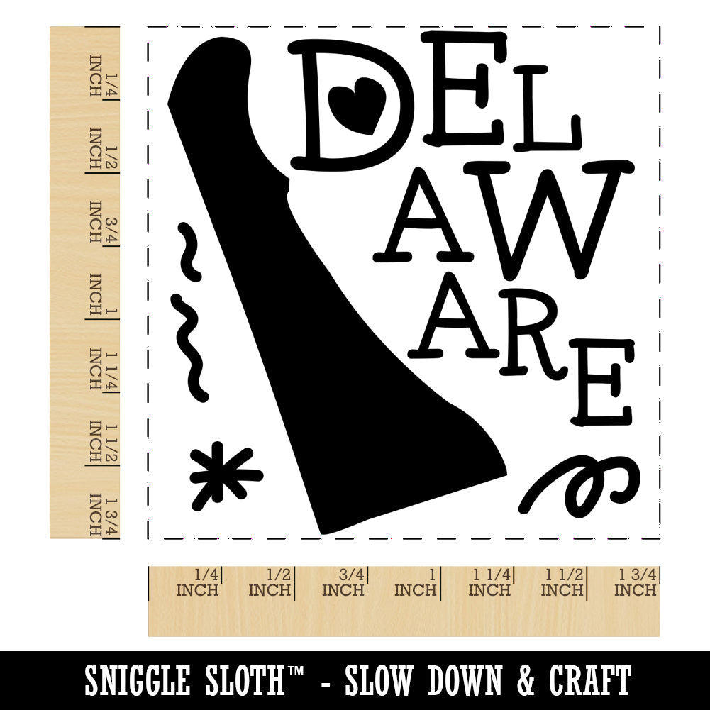 Delaware State with Text Swirls Square Rubber Stamp for Stamping ...