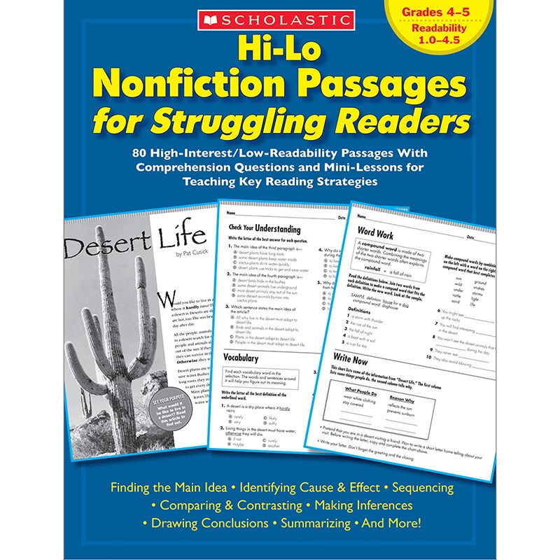 Hi-Lo Nonfiction Passages for Struggling Readers, Grades 4-5 | Michaels
