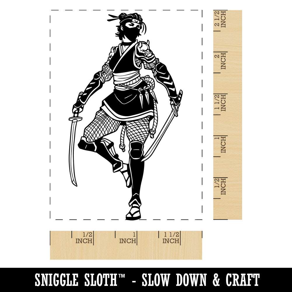 Ninja Woman Shinobi Rogue Rectangle Rubber Stamp for Stamping Crafting ...