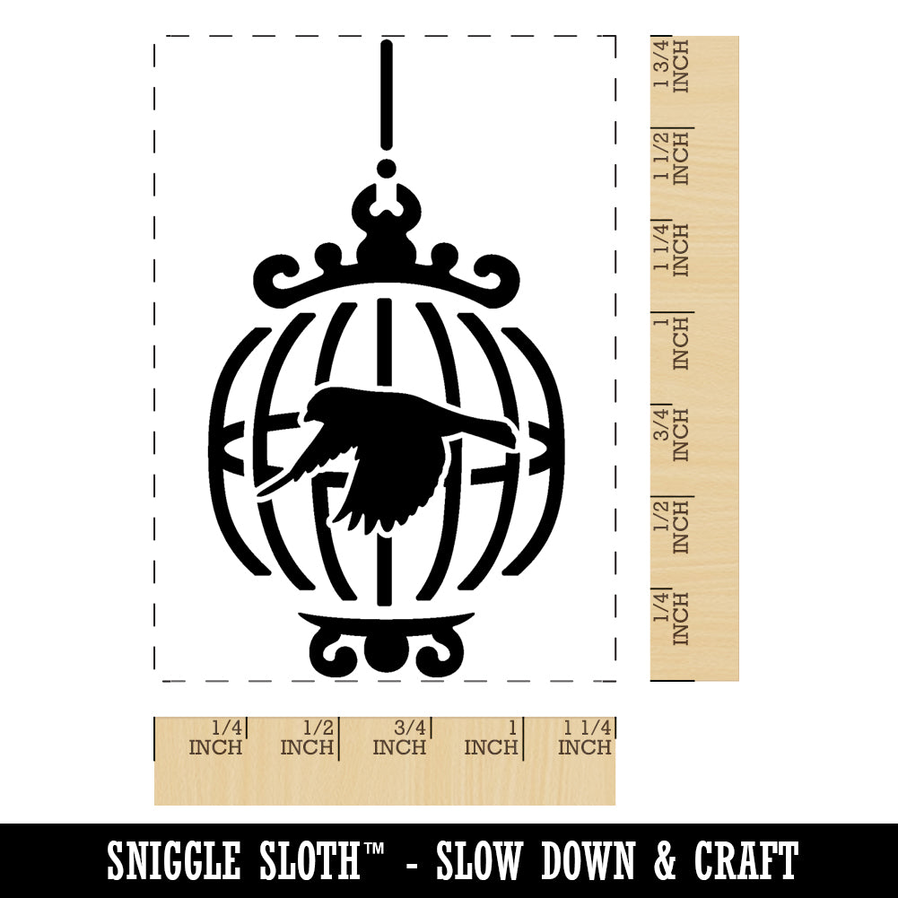 Finch in a Bird Cage Rectangle Rubber Stamp for Stamping Crafting ...