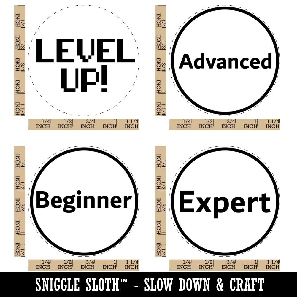Gaming Difficulty Levels Beginner Advanced Expert Rubber Stamp Set for ...