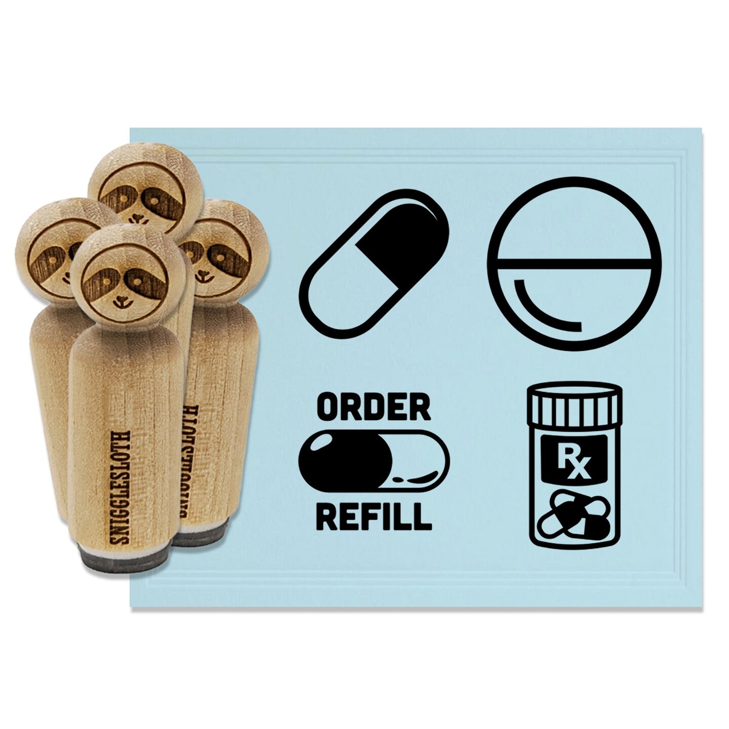Pill Medicine Prescription Medication Reminder Symbols Rubber Stamp Set ...