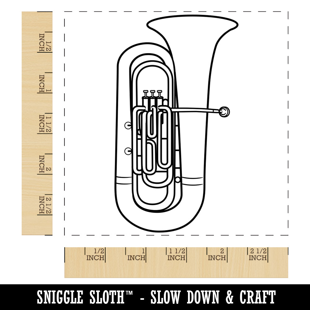 Tuba Brass Musical Instrument Square Rubber Stamp for Stamping Crafting ...