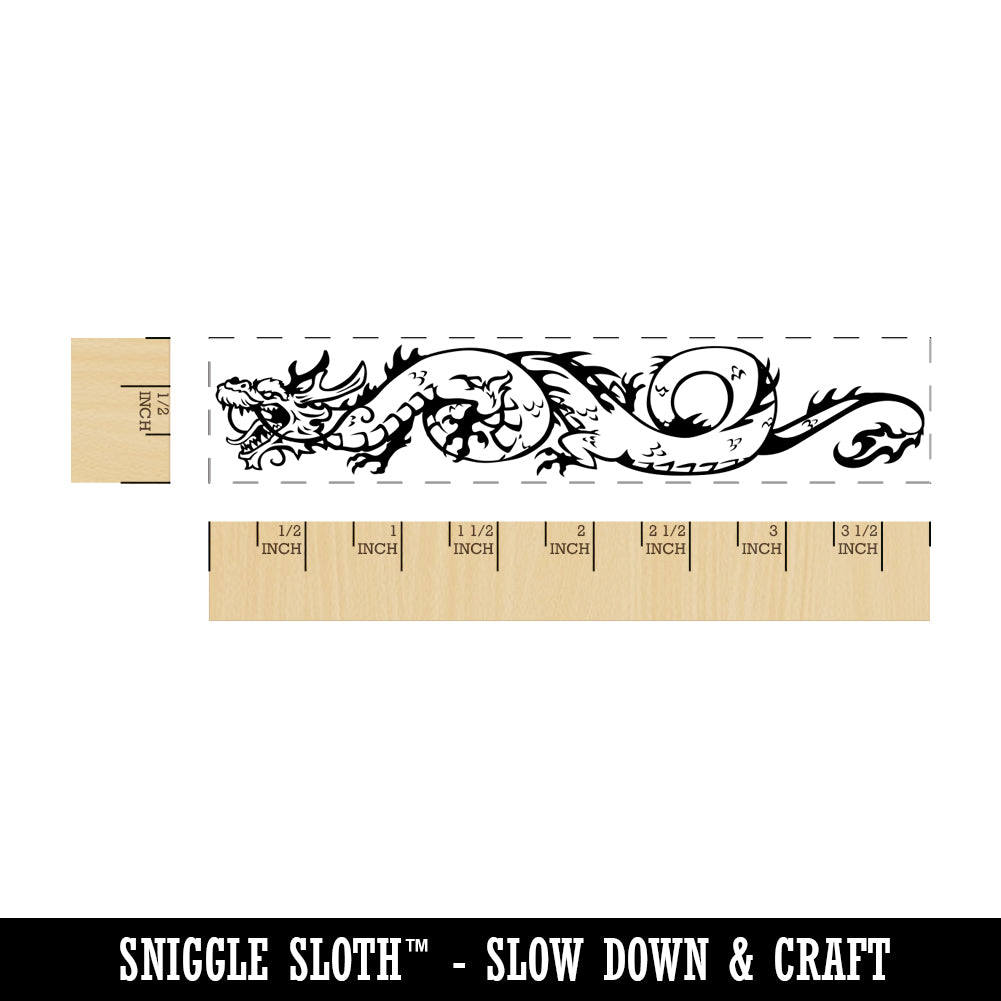 Fierce Chinese Asian Serpent Long Dragon Rectangle Rubber Stamp for ...