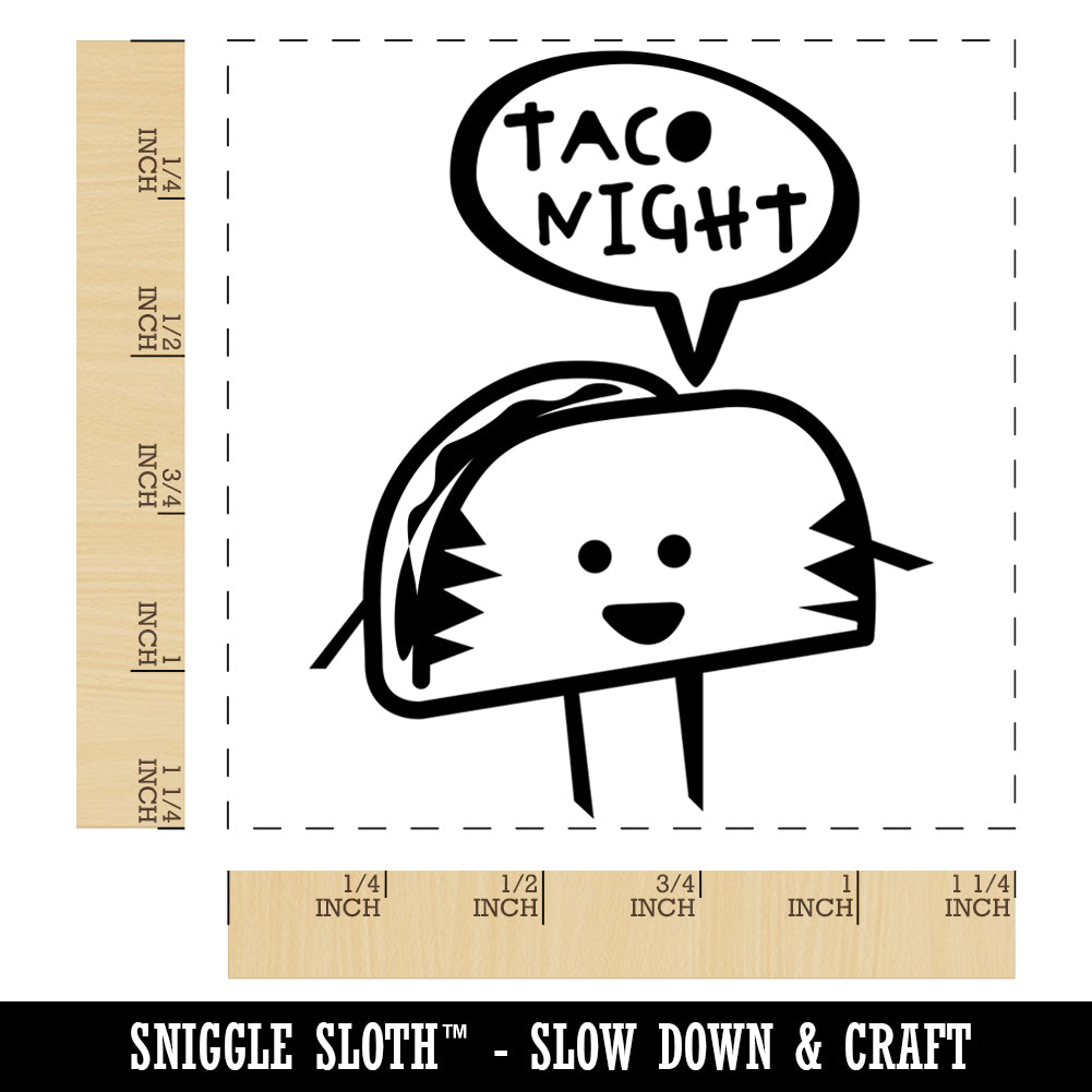 Taco Night Talking Taco Square Rubber Stamp for Stamping Crafting ...