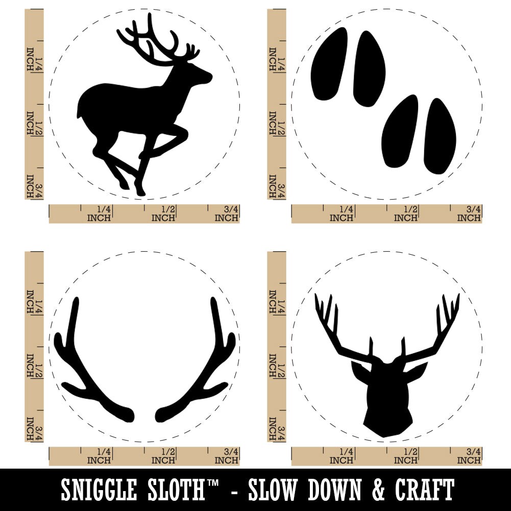 Deer Buck Stag Hunting Hunter Antlers Tracks Rubber Stamp Set for ...