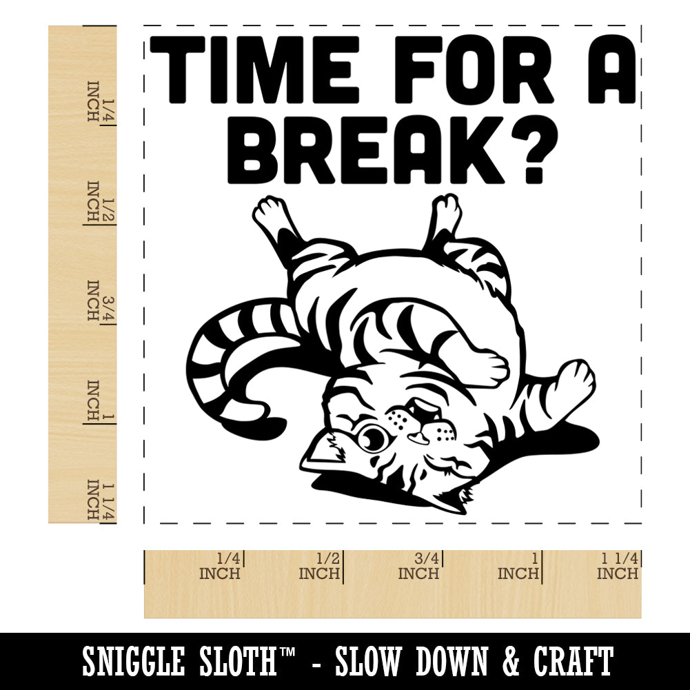 Playful Cat Time for a Break Nap Square Rubber Stamp for Stamping ...