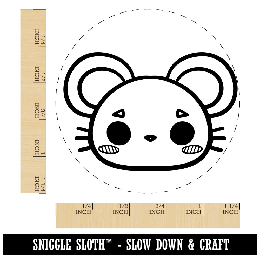 Charming Kawaii Chibi Mouse Face Blushing Cheeks Rubber Stamp for ...